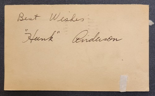 HUNK ANDERSON Autograph Signed GPC Football Notre Dame & NFL Died-1978 ...
