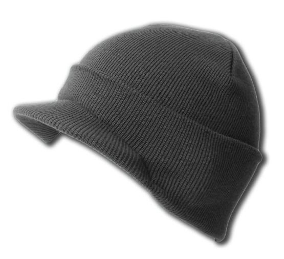 Beanie Beanies Plain GI Jeep Cap Caps Hat Visor Ski Knit Thick Warm ...