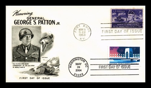 Dr Jim Stamps General Patton Jr & WWII Memorial Dual First Day Cancels ...