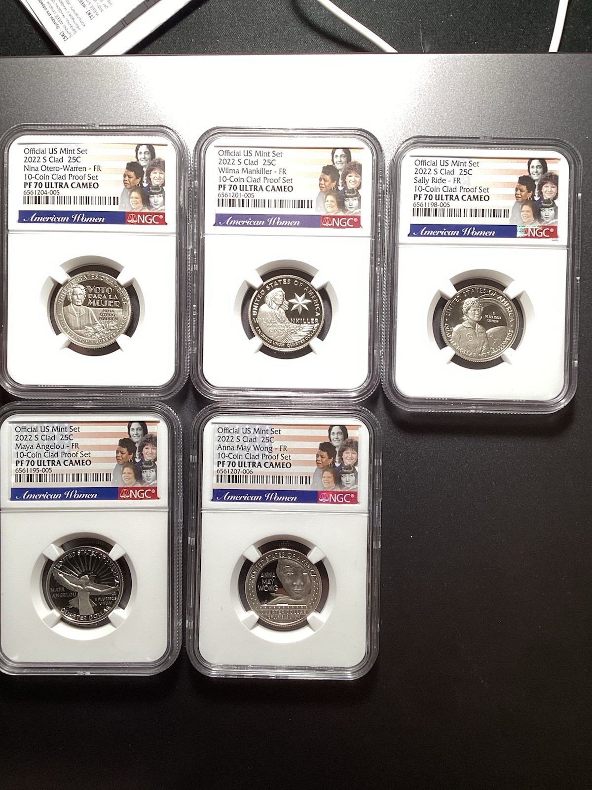 Complete Set Of 5 2022-S NGC PR70DCAM, Americn Women Complete Set Of ...