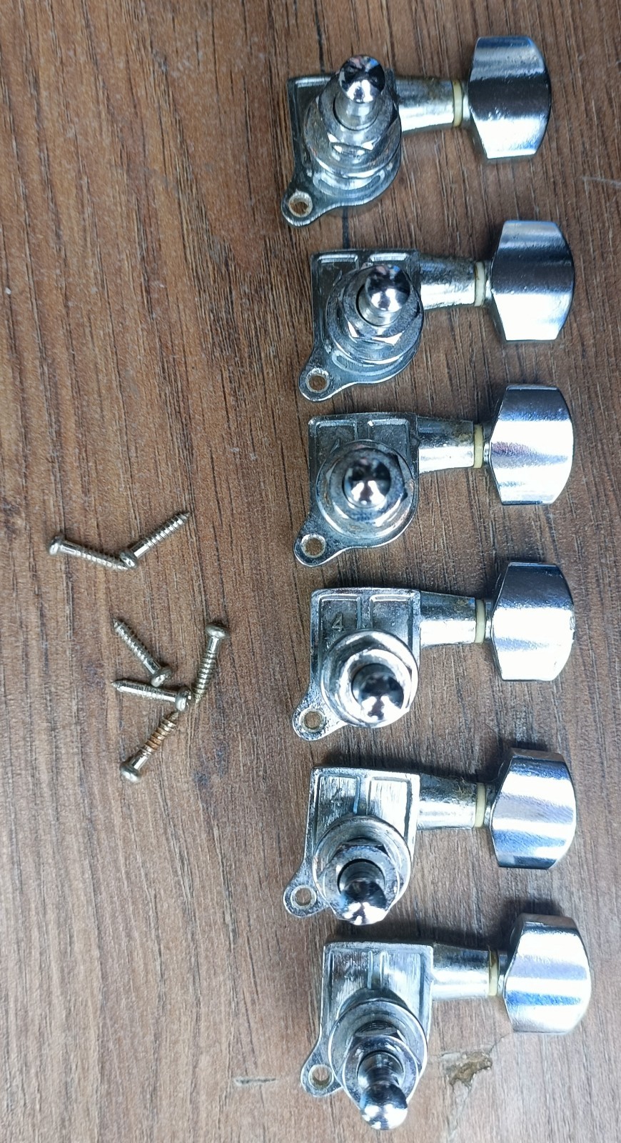 SET 6 IN LINE CHROME LEFT HANDED MACHINE HEADS FOR ELECTRIC GUITAR ...
