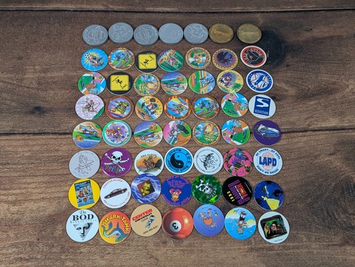 Vintage lot of 56 Pogs Metal Slammers Skulls Dinosaurs | eBay