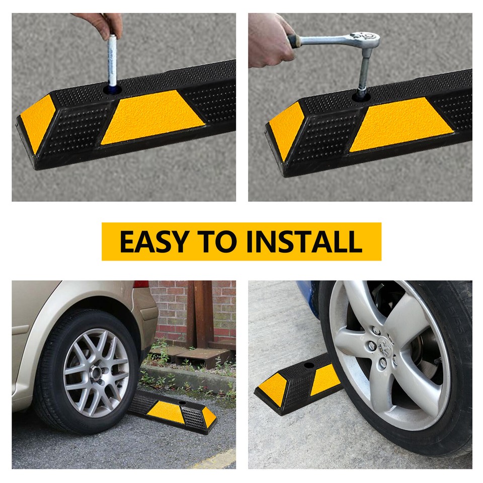 2pcs 72" Rubber Parking Curb Heavy Duty Parking Lot Stopper Truck Floor ...