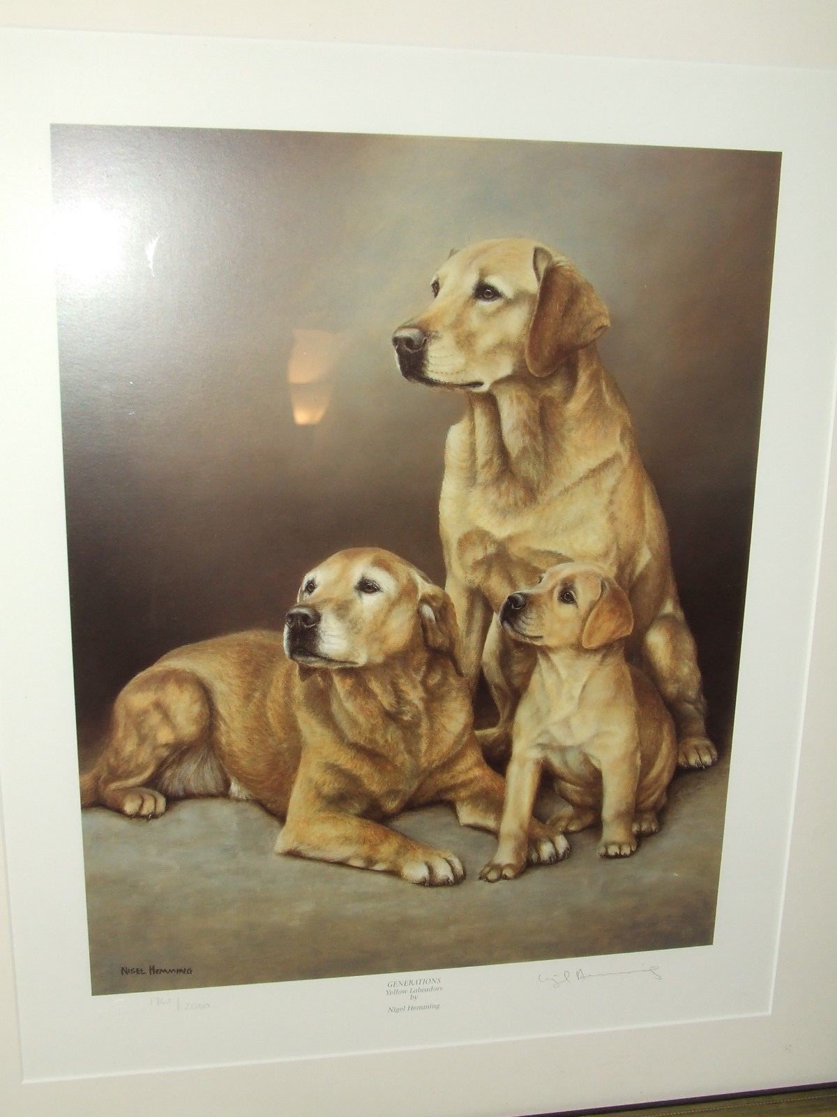 Nigel Hemming "Yellow Labradors" Ltd Ed. Framed Litho Dogs Print Artist ...