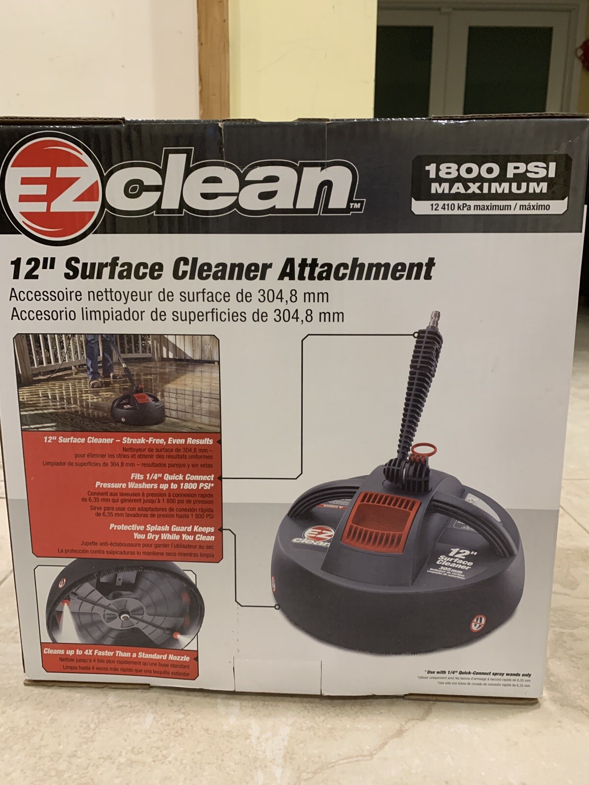 12 Inch EZ Clean Pressure Washer Surface Cleaner Attachment / 1800 PSI ...