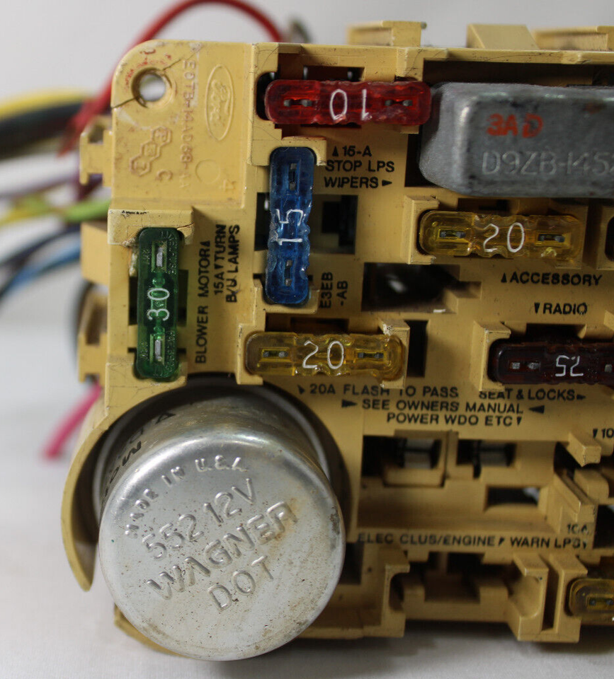 1987-1989 Ford Mustang Fuse Box Panel and Wire Pigtails Under Dash ...