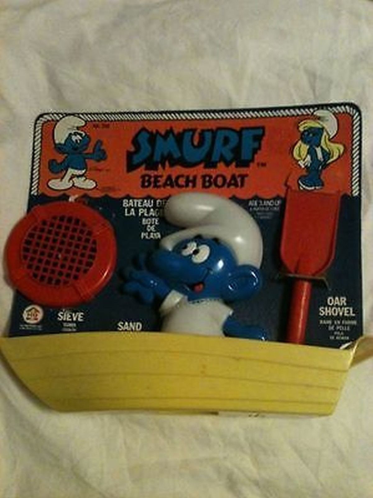 Vintage 1981 Peyo Smurf Beach Boat On Card Smurfs Shovel Mold Sieve | eBay