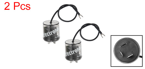 TWO 2 Pin Electronic LED Turn Signal Flasher Relay with Ground Wire for ...