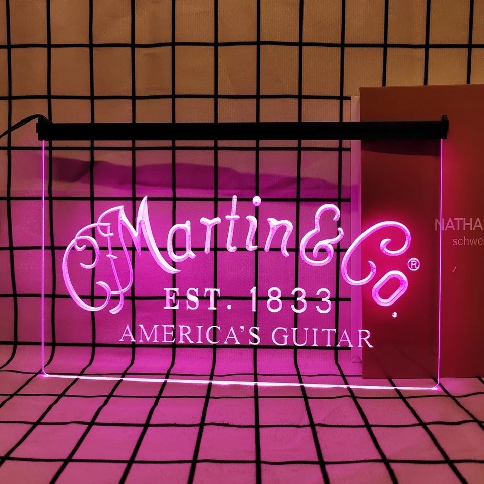 Martin & Co Acoustic Guitar Music LED Neon Light Sign Lounge Bar Wall ...
