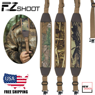 2 Point Rifle Gun Sling with Swivels & Neoprene Shoulder Padded Strap ...