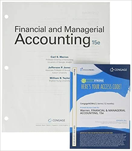 NEW UNOPENED Financial and Managerial Accounting 15e Cengage 12mos ...