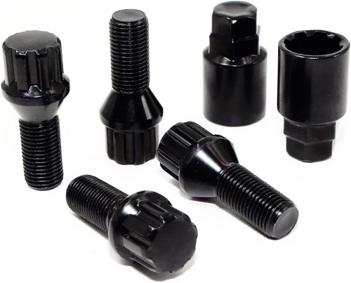 4 14x1.5 28mm Black Wheel Locks 2 Keys for Volkswagen Aftermarket ...