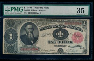 AC Fr 351 1891 $1 Treasury Coin Note STANTON PMG 35 | eBay