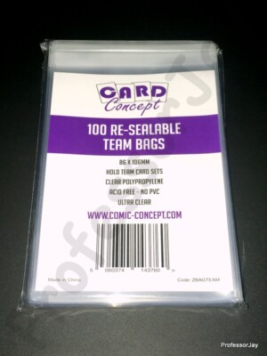 Pokémon Cards ( 100 ) CARD CONCEPT Resealable TEAM BAGS TOPLOADER ...