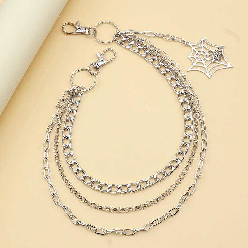 Fashion Punk Metal Pants Chain Hip Hop Waist Chain Spider Web Pendant ...