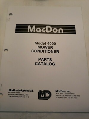 MacDon 4000 Mower Conditioner Parts Manual Catalog | eBay