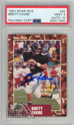 Brett Favre 1991 Star Pics Autograph Rookie Card #65 PSA 9 PSA/DNA 10 ...