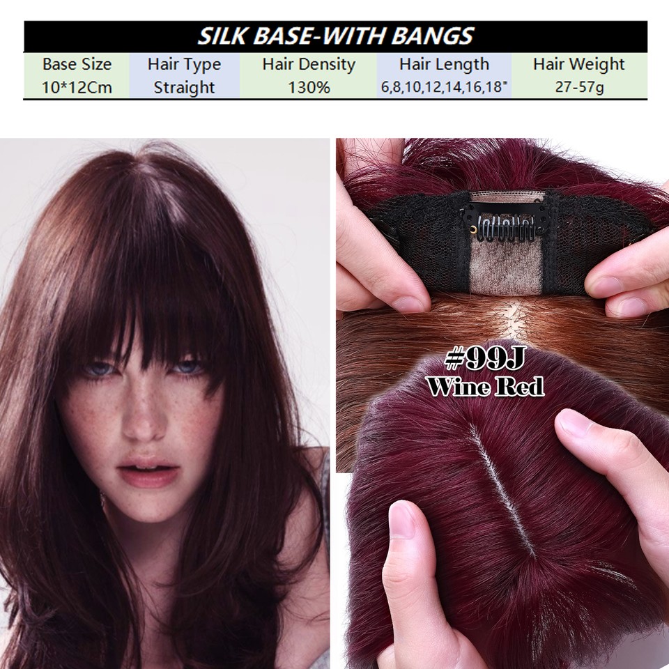 Topper Clip In 100% REMY Human Hair Top Toupee Women Silk Mono Base Hairpiece US | eBay