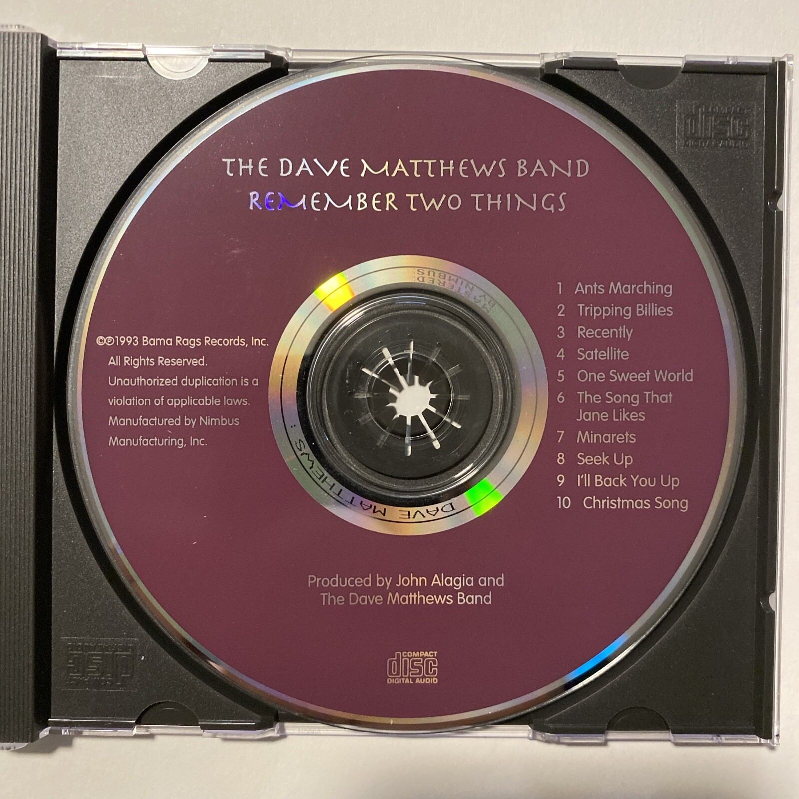 Remember Two Things by The Dave Matthews Band (CD, 1993, Bama Rags ...