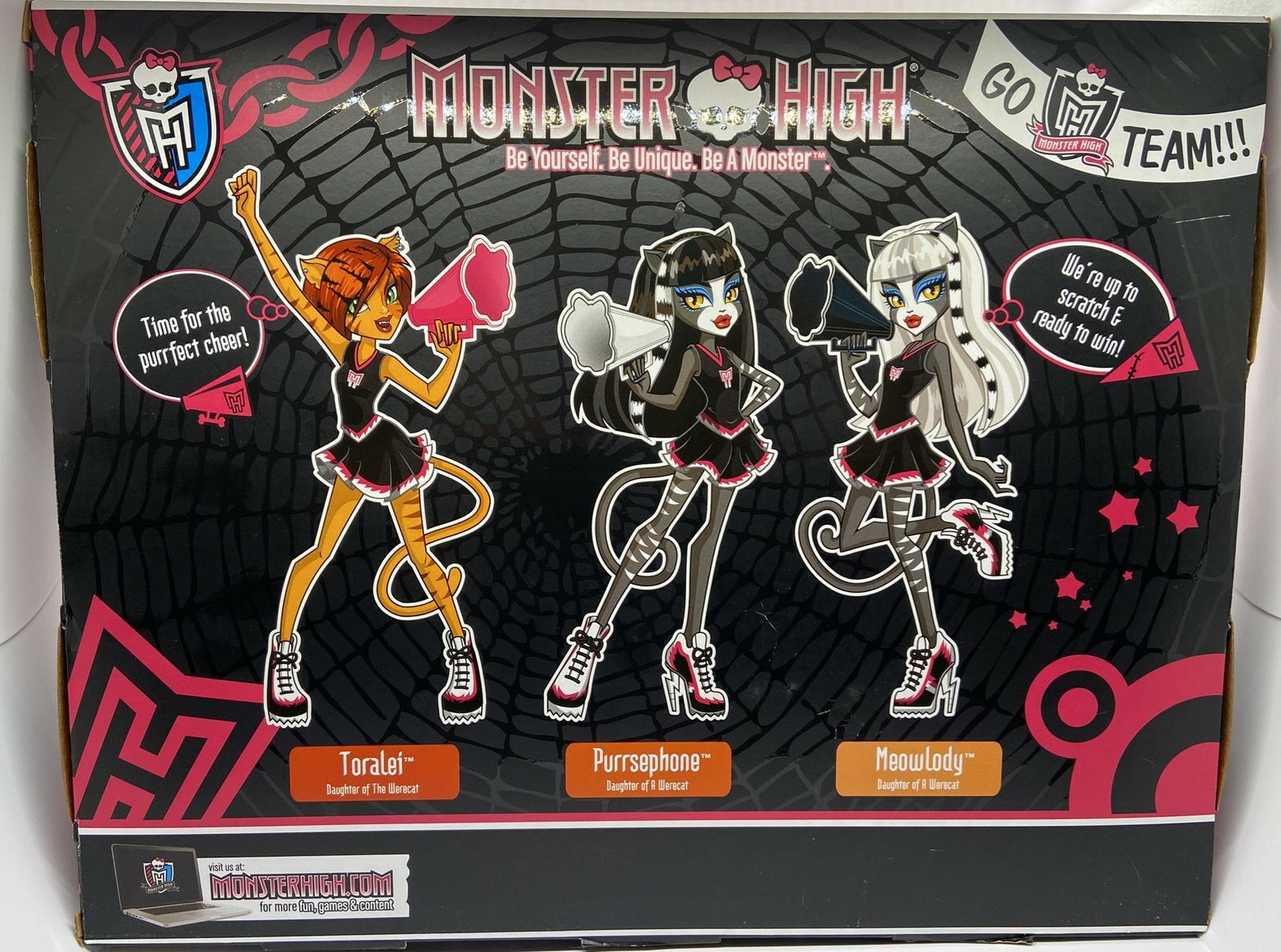MONSTER HIGH FEARLEADING DOLL SET TORALEI WERECAT SISTERS PURRSEPHONE ...