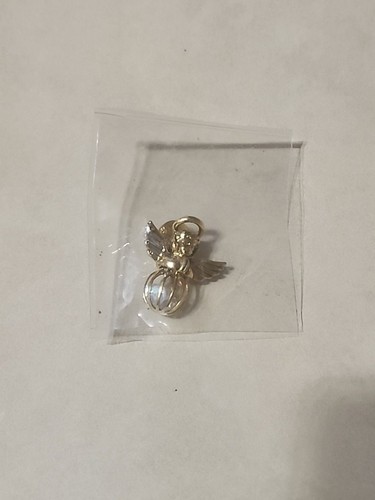 Guardian Angel Gold Tone Lapel Pin w/ Iridescent Crystal Cage Religious ...