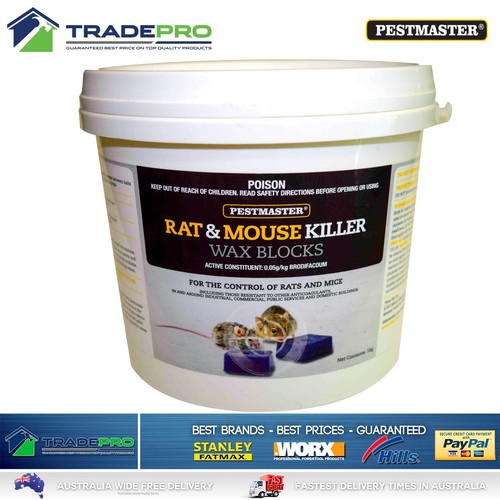 Pestmaster All Weather Wax Blox 1kg Rat Bait Mouse Blocks Poison Rodent ...