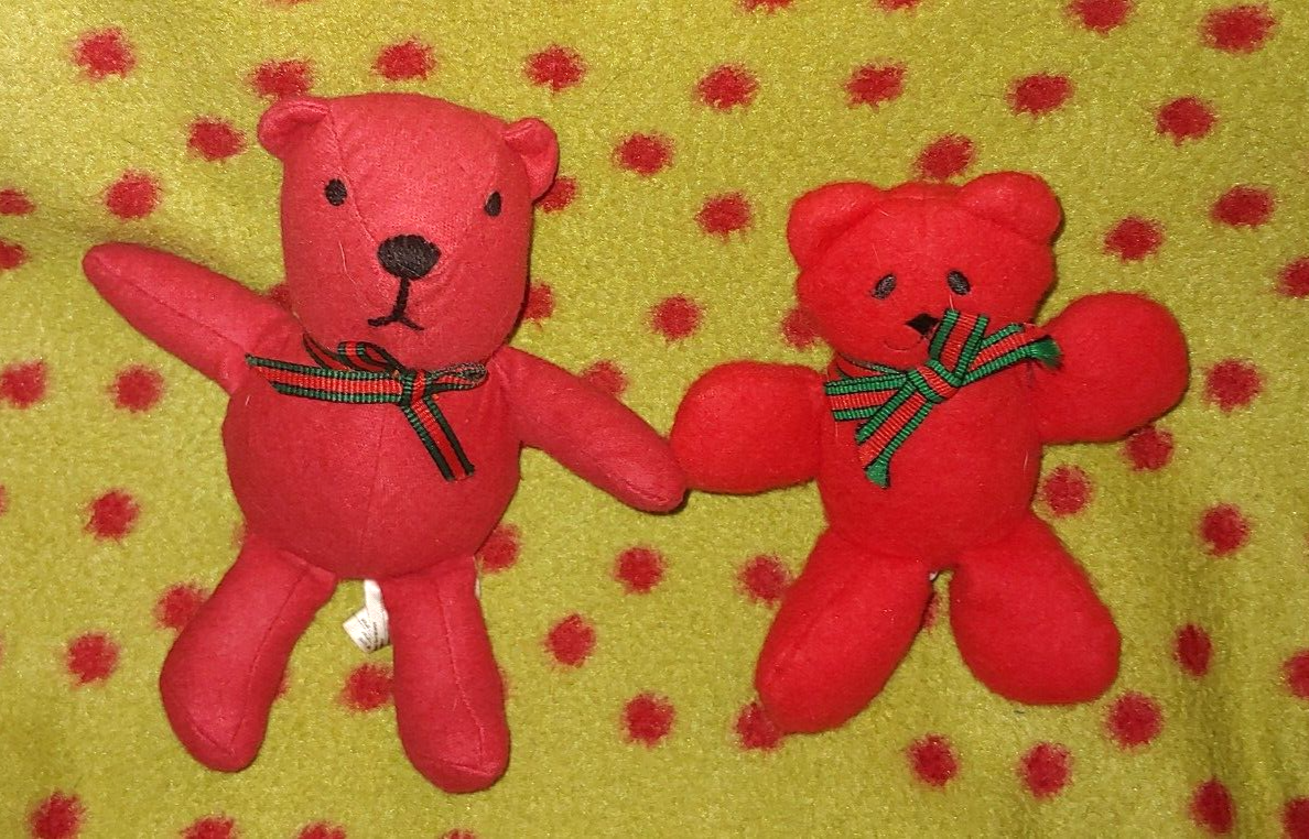 2 Vintage Graphics International Hallmark Plush Red Bears 6 1/2" Bean ...