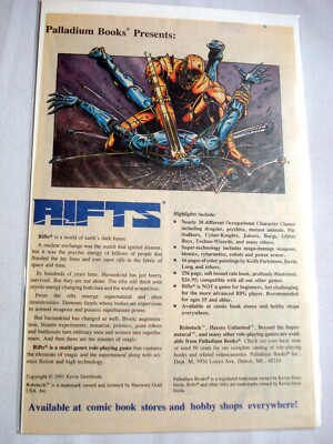 1991 Color Ad Palladium Books Rifts "A World of Earth's dark future" | eBay