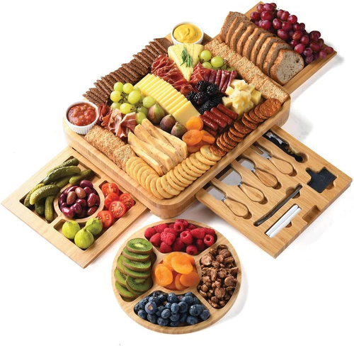 Bamboo Charcuterie Boards Gift Set - Simple Meat and Cheese Board Set ...