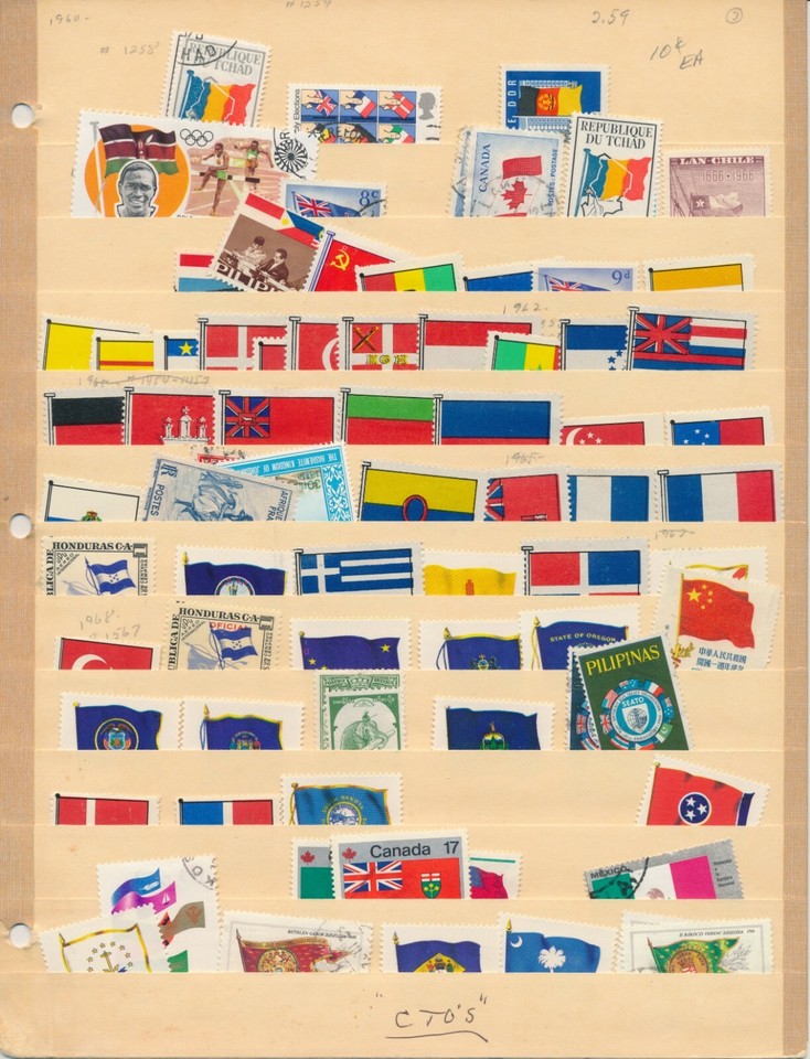 150 FLAGS: Worldwide Topical Stamp Collection on two old-style stock ...
