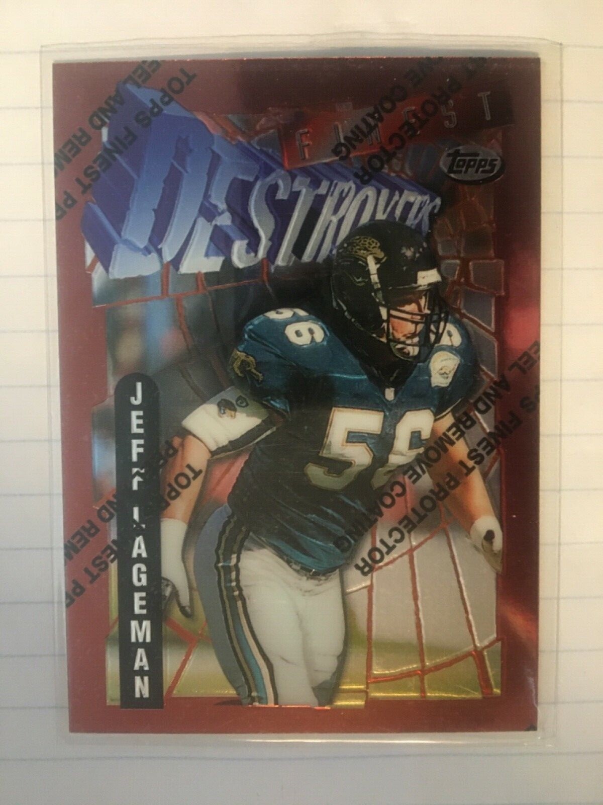 1996 Topps Finest Destroyers Jaguars Jeff Lageman Football Card #29 | eBay
