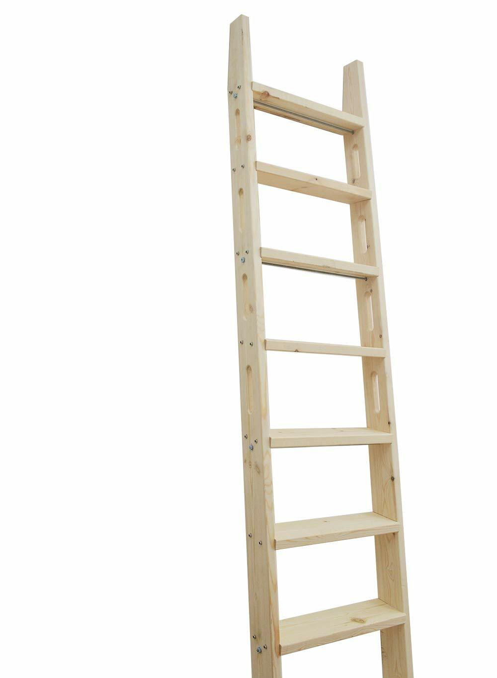 DIYHD Knotty Pine Wood Sliding Library Ladder | eBay