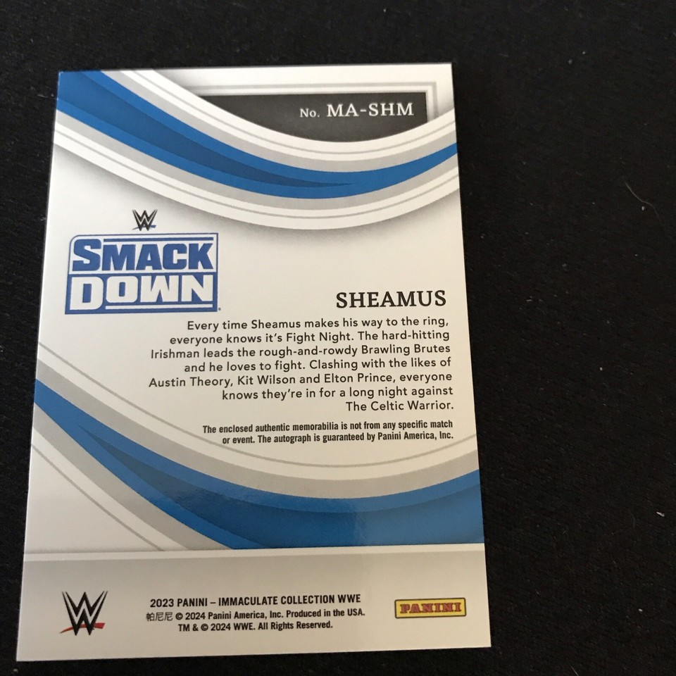 2023 Immaculate WWE Sheamus Memorabilia Autographs Acetate Patch Relic ...