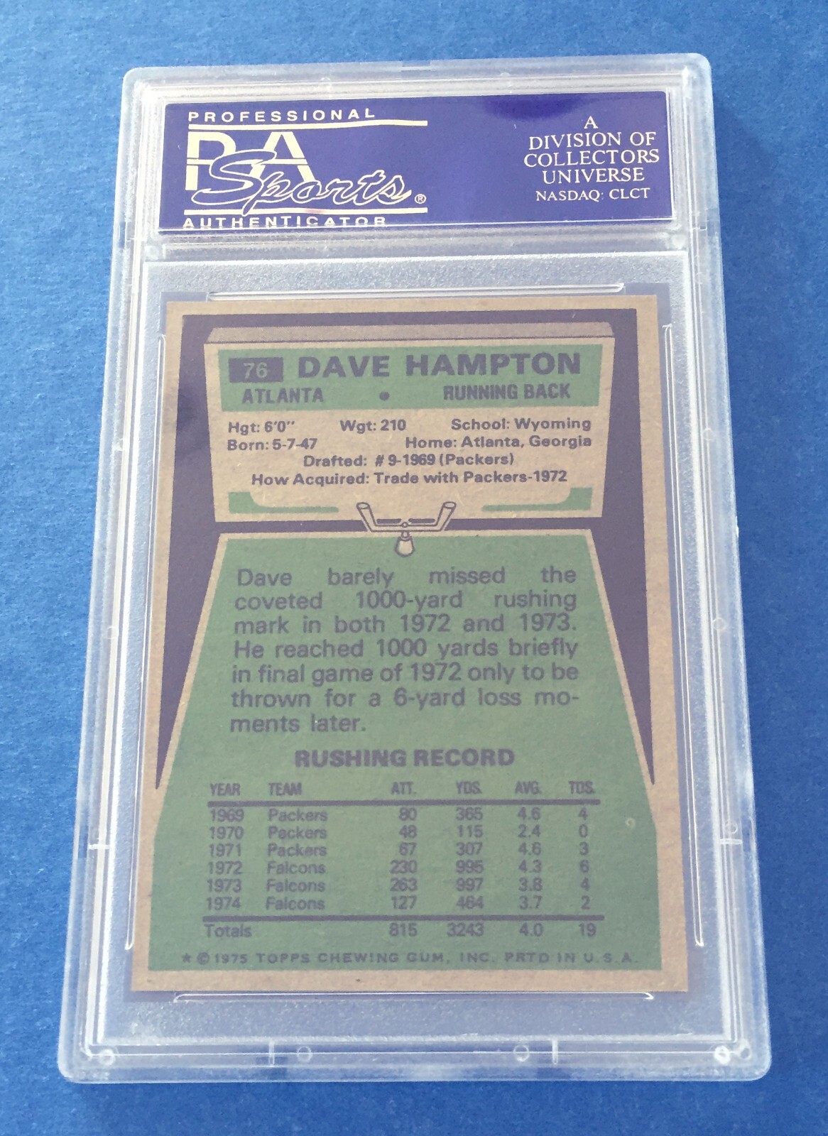 1975 Topps #76 DAVE HAMPTON Alanta Falcons MINT - PSA 9 | eBay