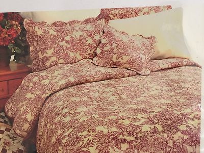 NWT Sunham Veranda cotton quilt and shams, Floral, Red,Full/Queen ...