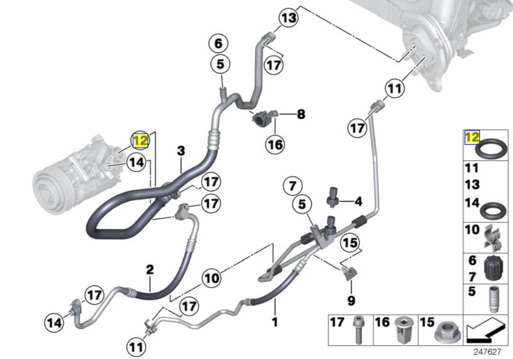 BMW AC Aircon Coolant Line Pipe Hose Gasket Seal O-Ring 64508363041 New ...