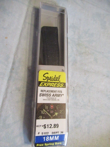 18mm Speidel Express Black Swiss Army Watch Band .New In Original Box ...