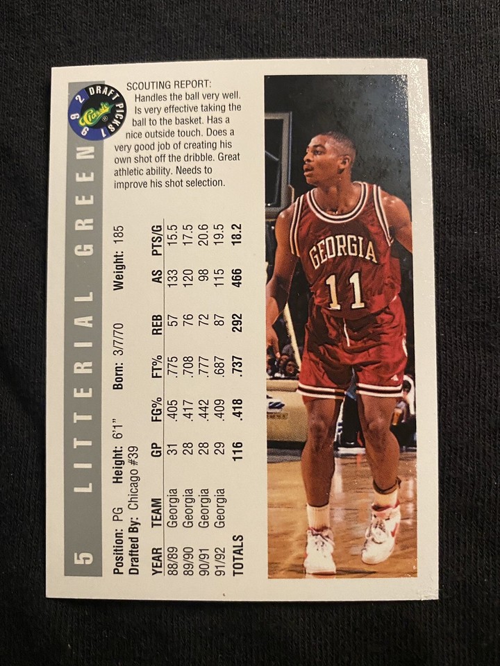 1992-93 Classic Draft Picks Litterial Green . Georgia Bulldogs #5 | eBay