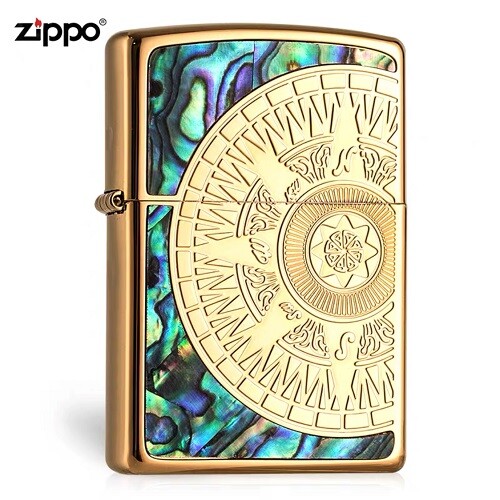 High Polished Gold Inlay Shell Compass Zippo Lighter- US Shipping | eBay