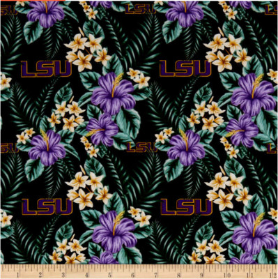 NCAA Louisiana State University Tropical LSU-1174 Cotton Fabric by the ...