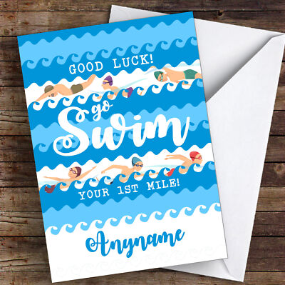 Swimming 1St Mile Good Luck Personalised Good Luck Card | eBay UK