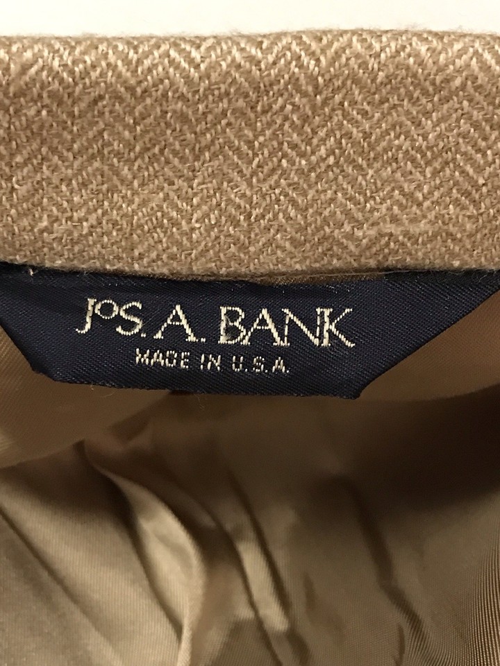 Jos A Bank Executive Collection Gordon Blazer Sz 44L Herringbone Wool ...