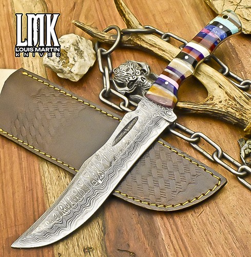 LMK Handmade Full Tang Knife Ladder Damascus Corain Outdoor Veterans ...