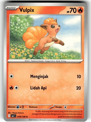 Pokemon Indonesian Mega Evolution Card 019/126 Vulpix | eBay