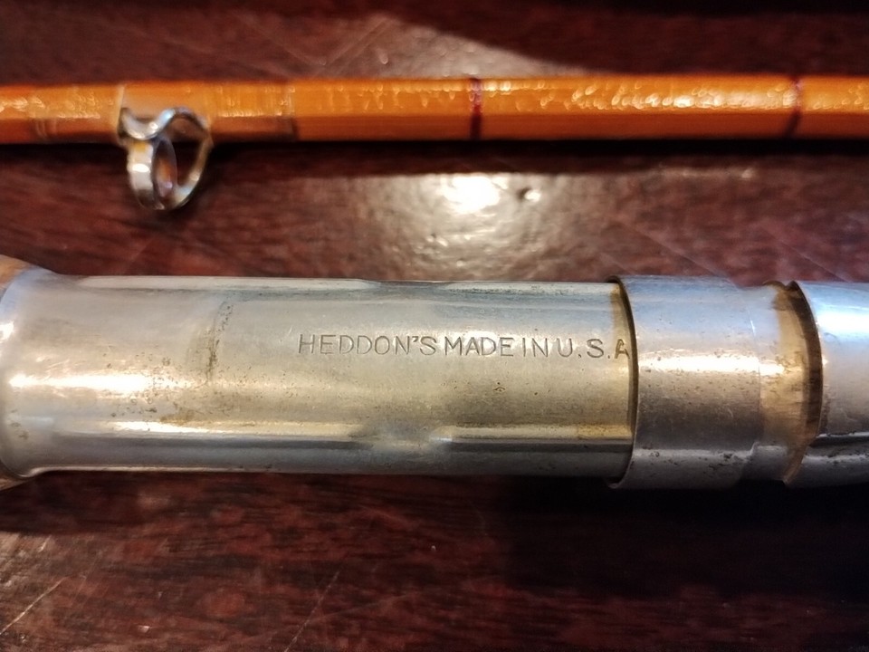Vintage 2-piece Split Bamboo Heddon Casting Rod, 5’ F, W/ Sock & Metal ...