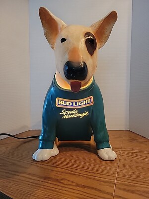 (VTG) 1986 Bud Light Beer Spuds MacKenzie Back Bar Dog Light Up Statue ...