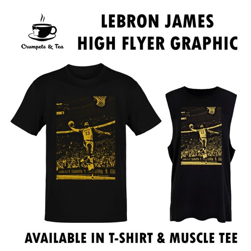 NEW Adult Mens Lebron James High Flyer Graphic Design Black T Shirt ...