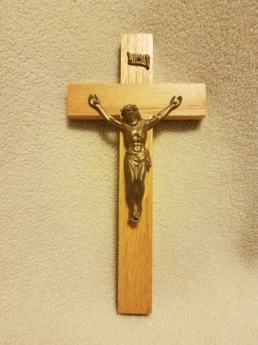 Wooden Crucifix With Plastic Jesus On It, Wall Hanging | eBay