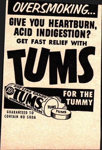1954 Tums Antacid Ad - Over smoking ad 2x3 inch nostalgic a7 | eBay