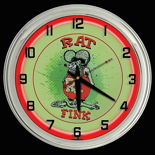 16" Rat Fink Rat Rod Sign Red Neon Clock Man Cave Bar Garage Shop | eBay